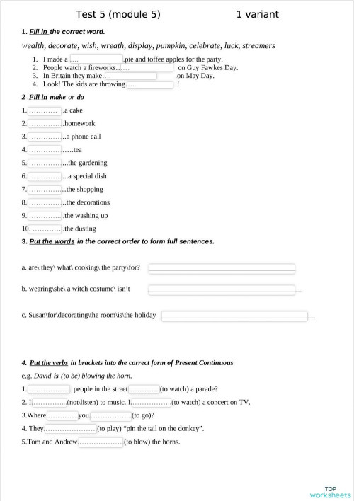 Spotlight 6 module 5 test v1. Interactive worksheet | TopWorksheets