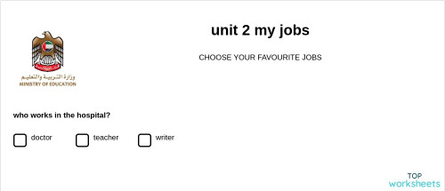 unit 2 my jobs. Interactive worksheet | TopWorksheets