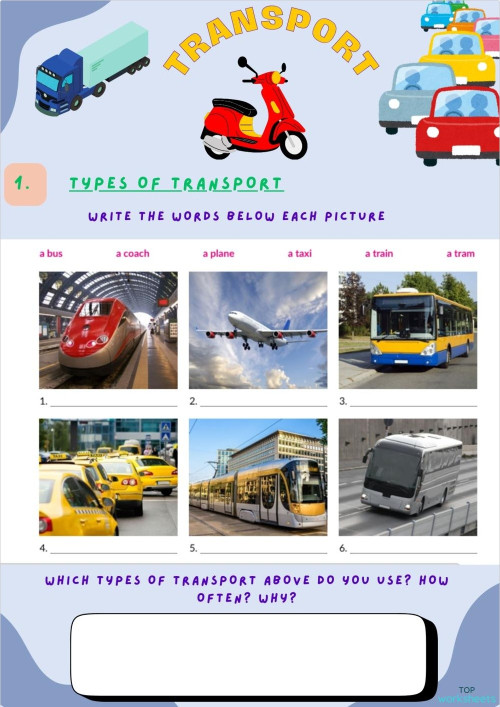 Transport - A1-A2. Ficha interactiva | TopWorksheets