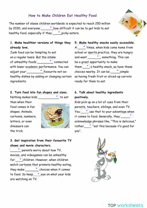 Eat Healthy. Interactive worksheet | TopWorksheets