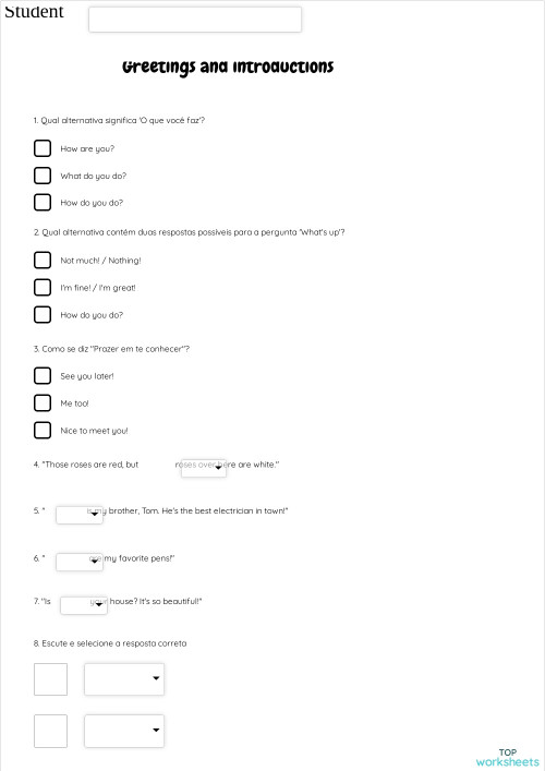 Greetings and introductions. Interactive worksheet | TopWorksheets
