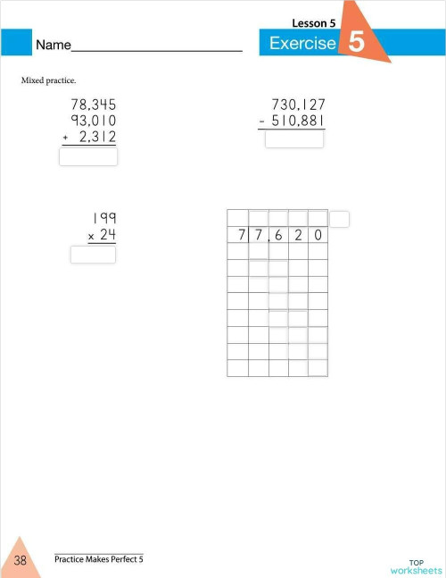 Lesson 5: Exercise 5 Pg 39. Interactive worksheet | TopWorksheets