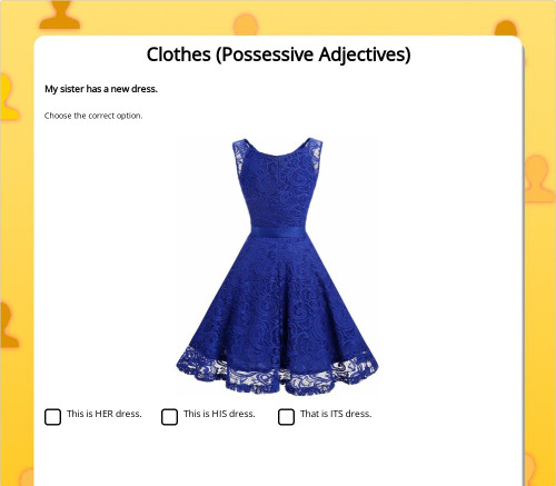 Clothes (Possessive Adjectives). Interactive worksheet | TopWorksheets