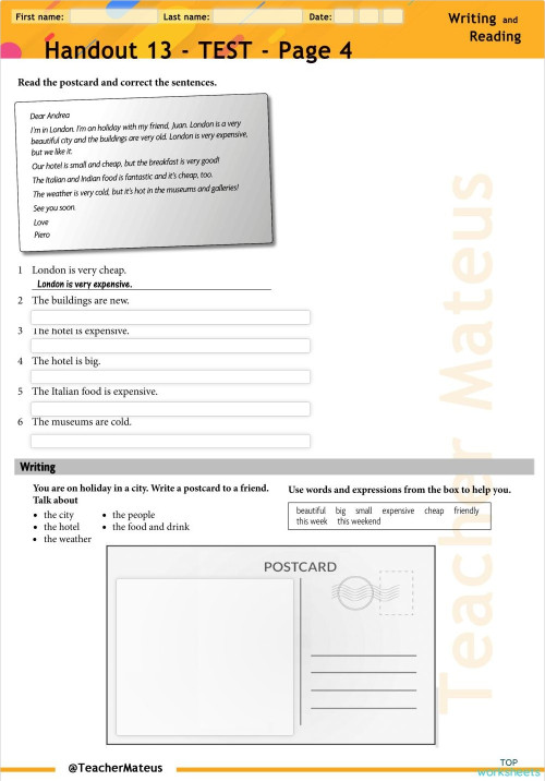 Handout 13 - TEST - Page 4 - Writing and Reading (Copied). Interactive ...