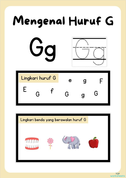 MENULIS HURUF G. Lembar kerja interaktif | TopWorksheets