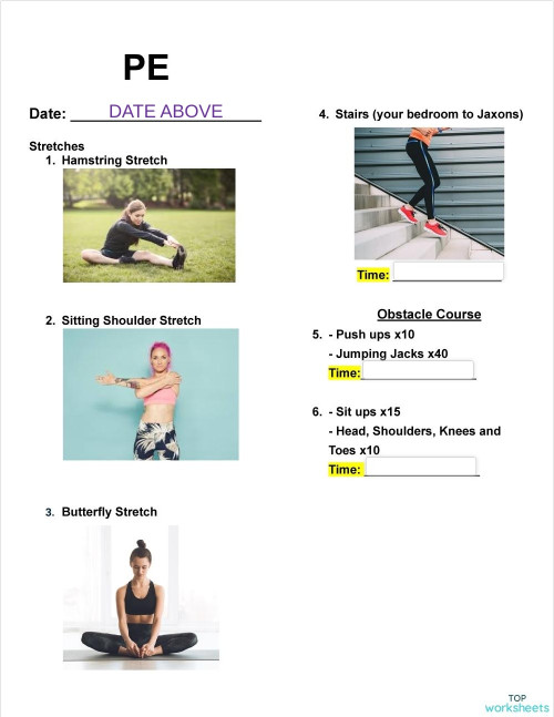 12/13/23 PE Checklist. Interactive worksheet | TopWorksheets