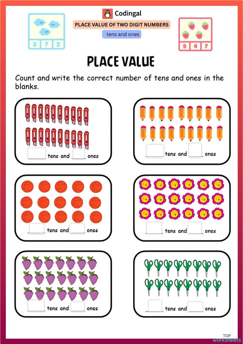 M_G01M03L09_WA02_Review_of_Understanding_Place_Value_4. Interactive worksheet | TopWorksheets