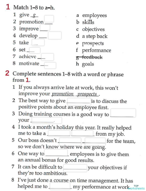 Training and development. Interactive worksheet | TopWorksheets