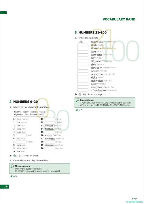 Numbers vc. Interactive worksheet | TopWorksheets
