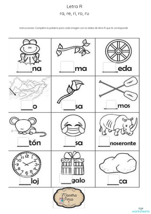 Reforzar letra R/colegio petit. Ficha interactiva | TopWorksheets