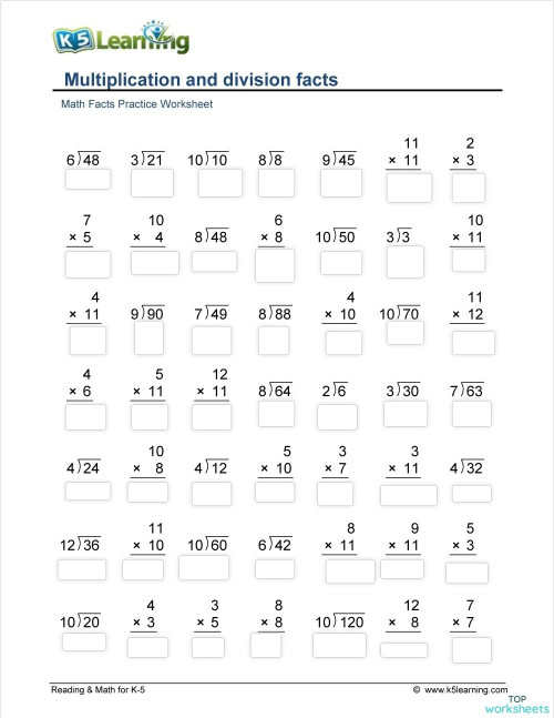 multiplication, division, area. Interactive worksheet | TopWorksheets