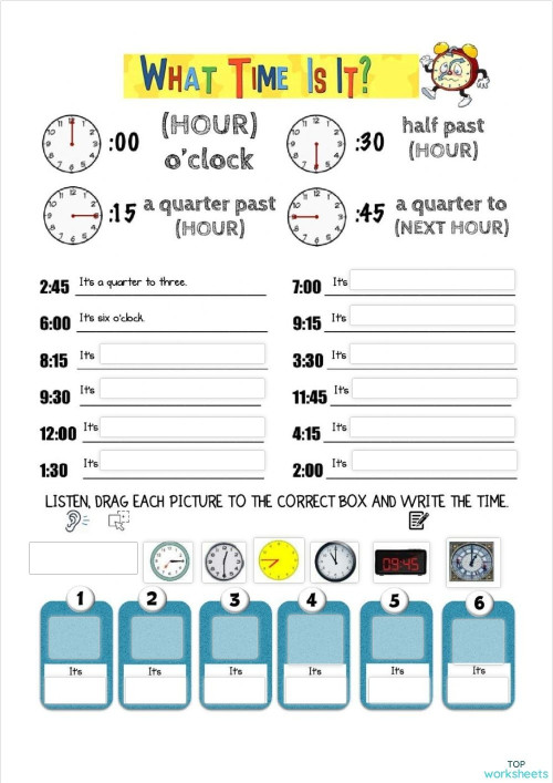 Telling the Time: interactive worksheets and online exercises ...