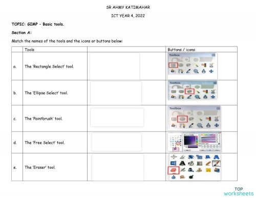 11.4.2022 YEAR 4 ICT GIMP BASIC TOOLS. Interactive worksheet ...