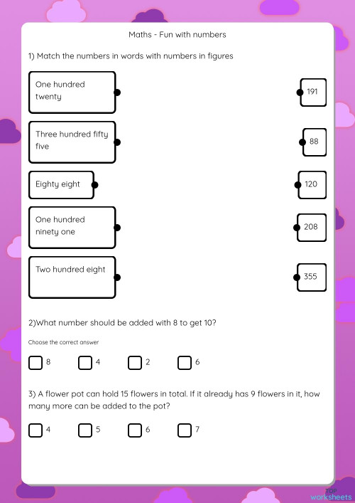 Maths - Fun with numbers. Interactive worksheet | TopWorksheets