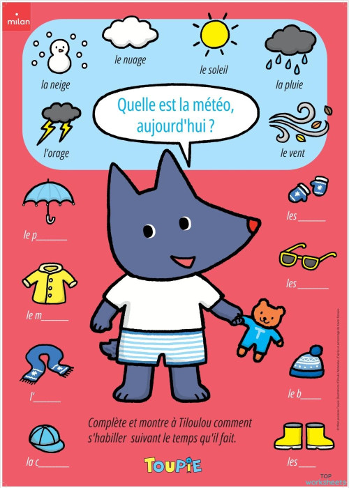 Les vêtements et la météo. Fiche interactive | TopWorksheets