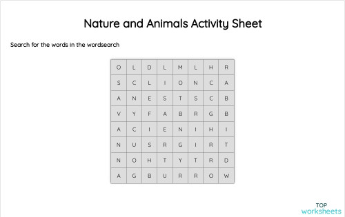 Nature and Animals Activity Sheet. Interactive worksheet | TopWorksheets