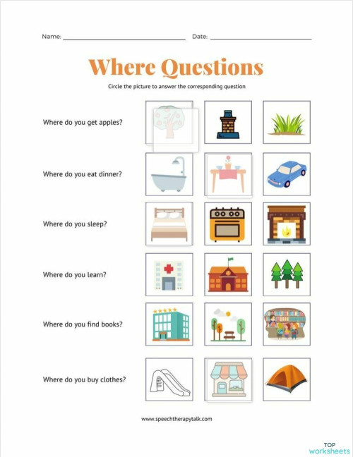 WHERE QUESTIONS 1. Interactive worksheet | TopWorksheets