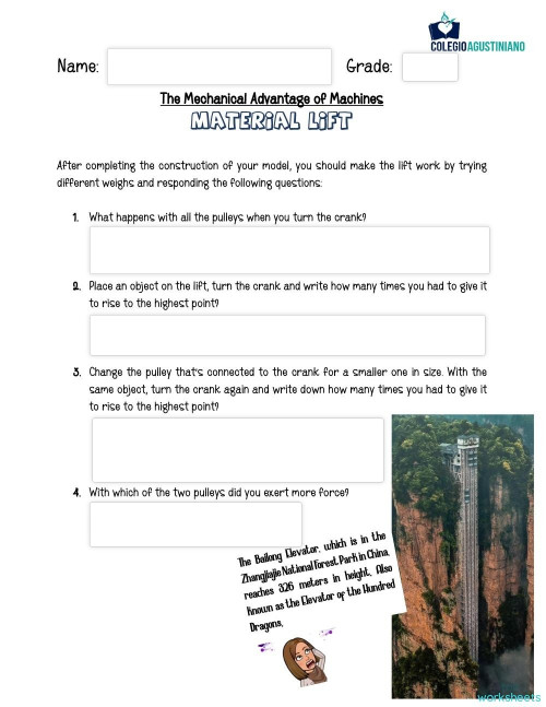 5th_Material Lift. Interactive worksheet | TopWorksheets