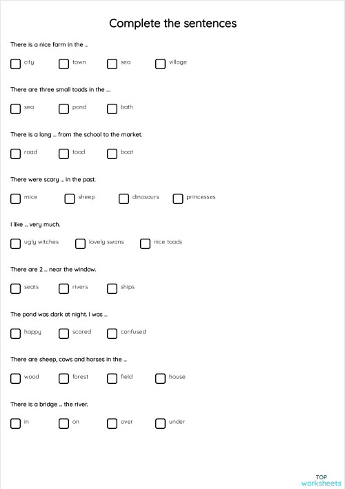Complete the sentences. Interactive worksheet | TopWorksheets