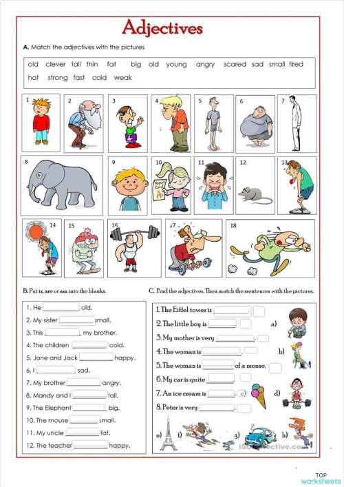 Adjectives. Interactive worksheet | TopWorksheets