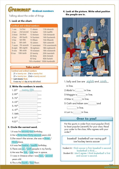 V.4 Grammar: Ordinal number (3rd). Interactive worksheet | TopWorksheets