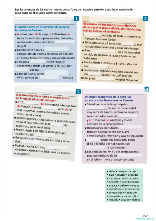 Hablar sobre viajes.. Ficha interactiva | TopWorksheets