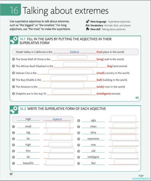 Talking about extremes 3. Interactive worksheet | TopWorksheets