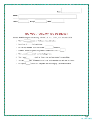 Too much Too many. Interactive worksheet | TopWorksheets