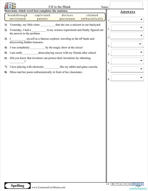 Fantasy Becomes Fact (Fill in the blanks) Vocab. Interactive worksheet ...