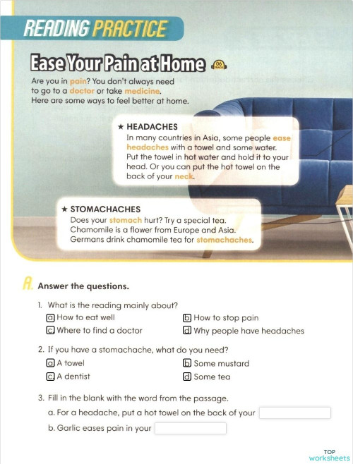 Body and health 1 text. Interactive worksheet | TopWorksheets