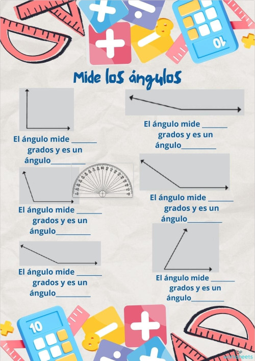 Clasificación de ángulos según medida. Ficha interactiva | TopWorksheets