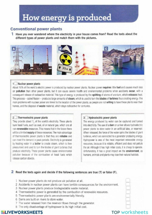 Energy. Interactive worksheet | TopWorksheets