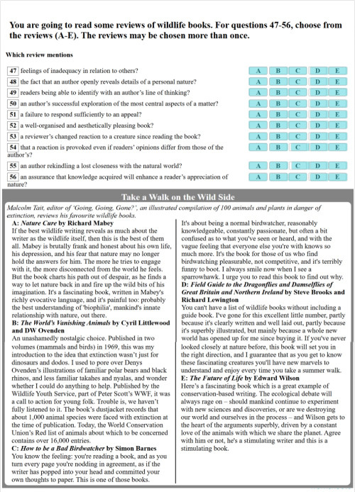 CAE Practice Tests PAPER 1 - READING AND USE OF ENGLISH PART 8 ...