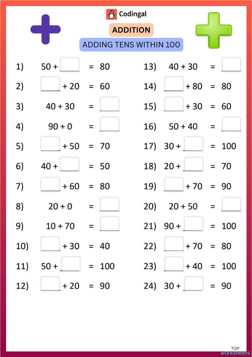 M_G01M07L19_WE01_Adding_Tens(Within_100)_5. Interactive worksheet ...