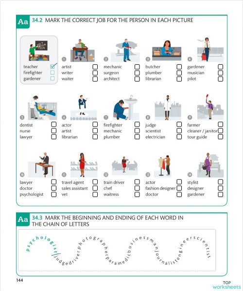 Jobs (vocabulary). Interactive worksheet | TopWorksheets