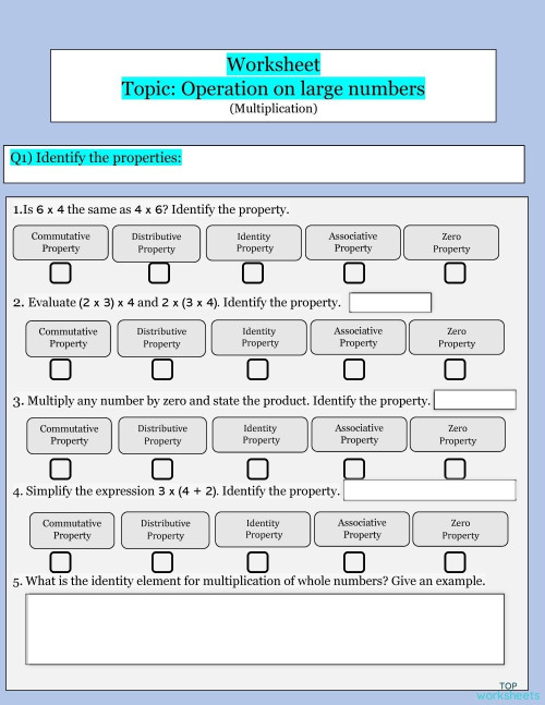 Operations on large numbers(multiplication). Interactive worksheet ...
