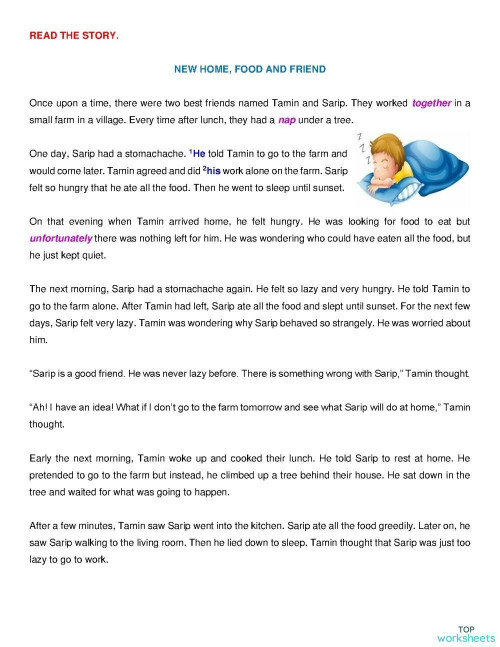 COMPREHENSION & CLOZE PASSAGE. Interactive worksheet | TopWorksheets