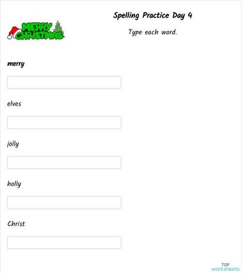 Spelling Practice Day 4. Interactive worksheet | TopWorksheets