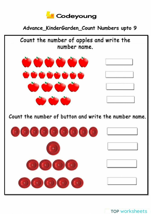 Count up to 9. Interactive worksheet | TopWorksheets