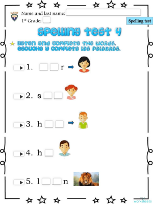 1st G. Spelling test 4. Interactive worksheet | TopWorksheets