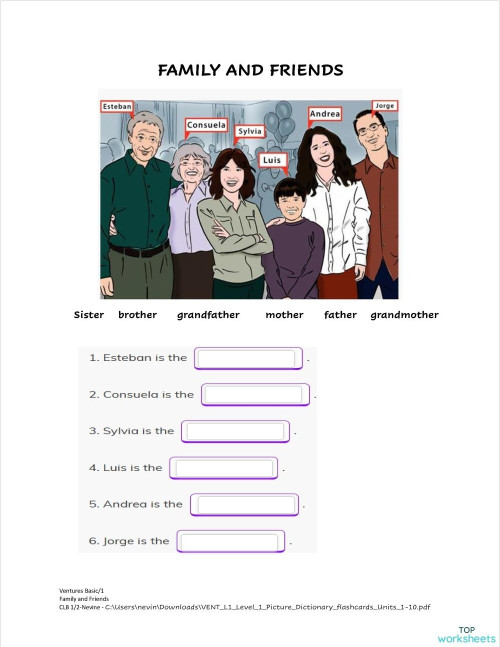 Family and Friends - Ventures 1. Interactive worksheet | TopWorksheets