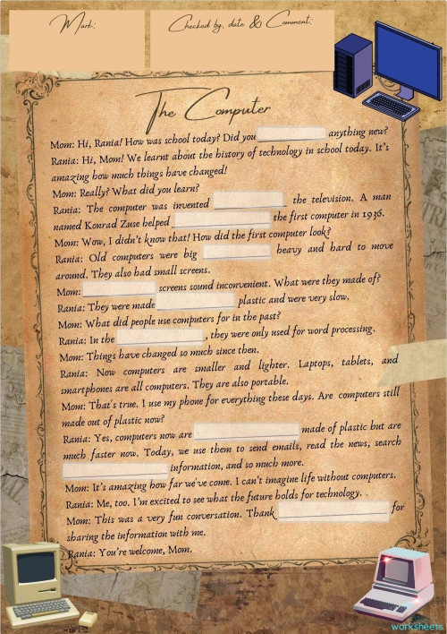 The history of computer. Interactive worksheet | TopWorksheets