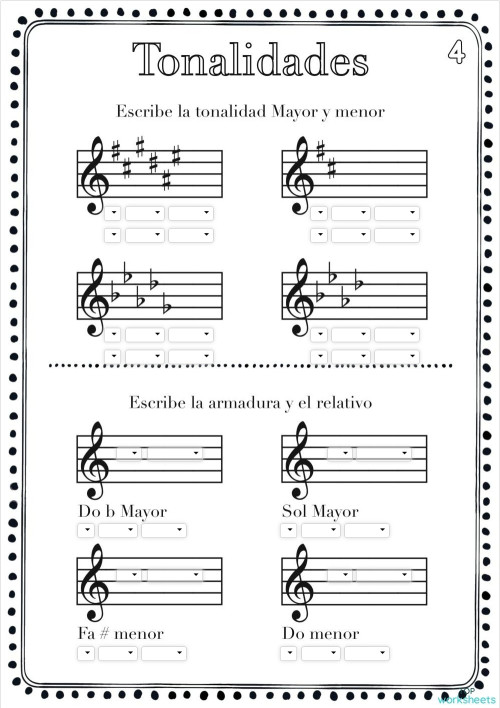Tonalidades 4. Ficha interactiva | TopWorksheets