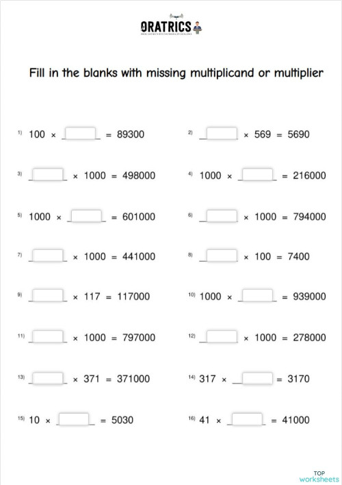 Multiplication WW. Interactive worksheet | TopWorksheets