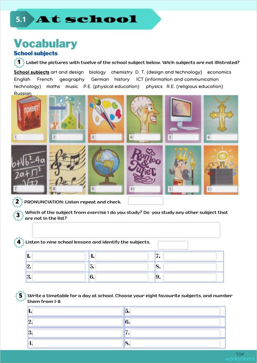 Unit 5 1 At School Interactive Worksheet Topworksheets