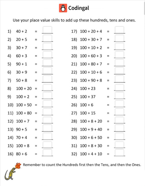 M_G02M01L01_WE02_Place Value upto 200.. Interactive worksheet | TopWorksheets