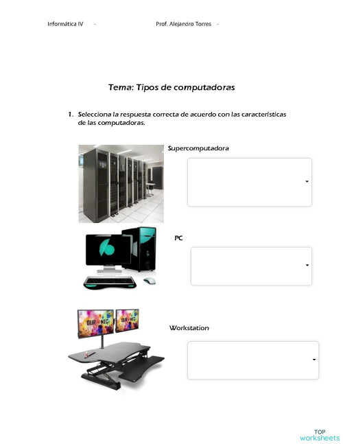 Informática IV ejercicio 1. Ficha interactiva | TopWorksheets