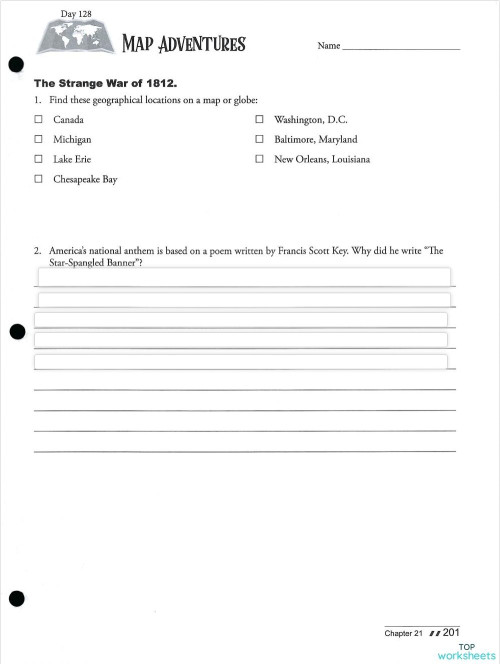 Chapter 21: Pg 201-202 Map Adventures. Interactive worksheet ...