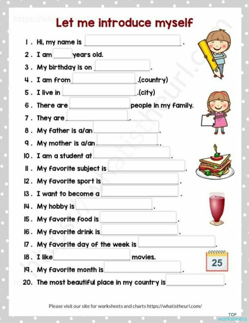 Introduce yourself. Interactive worksheet | TopWorksheets
