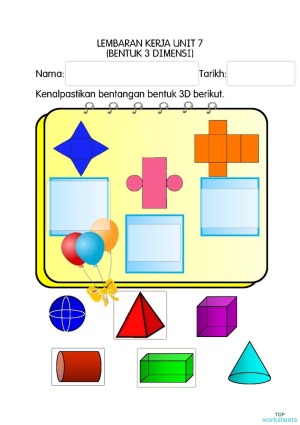 Bentangan Bentuk 3D. Interactive worksheet | TopWorksheets